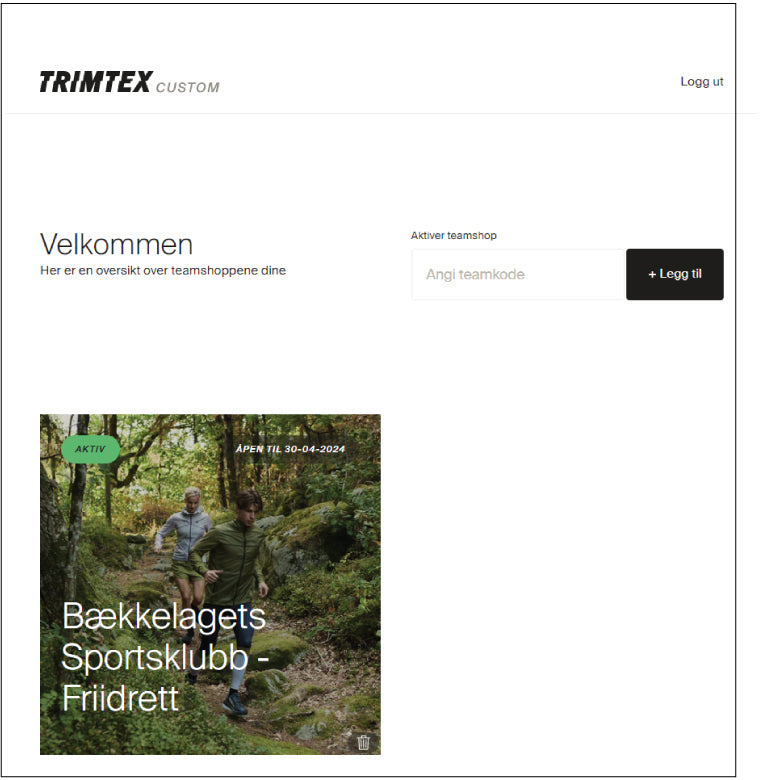 Logg inn via kode | Trimtex